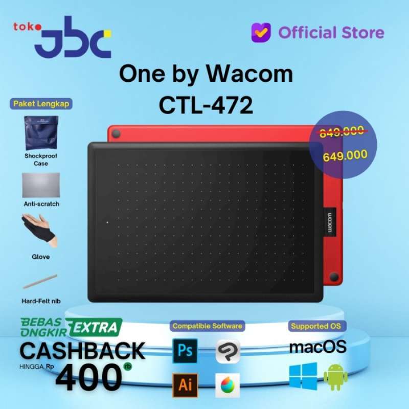 Jual Wacom One By CTL 472 K0 CX Creative Pen Tablet CTL472 CTL 472 KO
