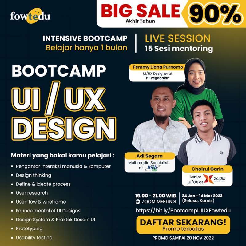 Jual UI UX Bootcamp Package 15 Sesi Di Seller Fowtedu Cakung Timur