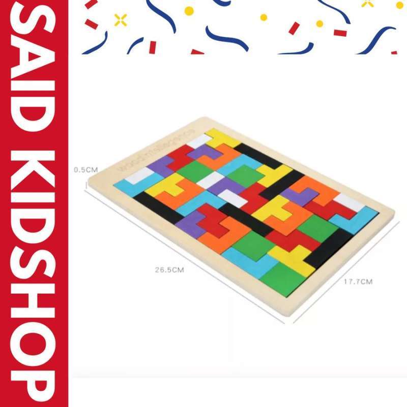Jual Puzzle Kayu Russian Block Wood Intellegence Tetris Di Seller