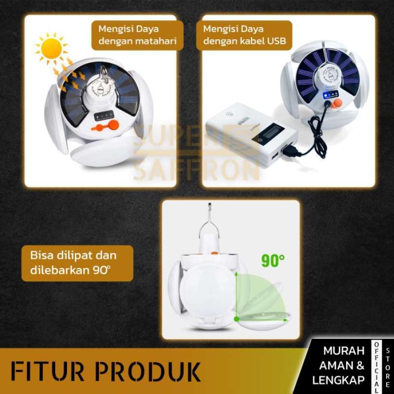 Jual BEST PROMO LAMPU SOLAR EMERGENCY LED LIPAT DRAGON SISI GANTUNG RECHARGEABLE PUTIH Di