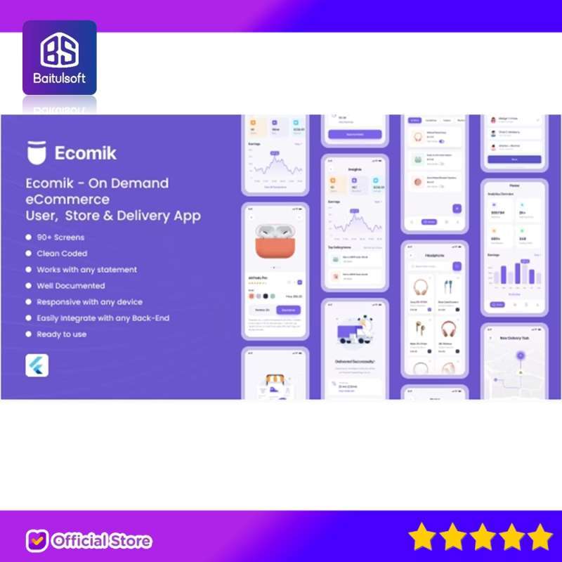 Promo SOURCE CODE APLIKASI ECOMIK ECOMMERCE FLUTTER APP TEMPLATE FOR