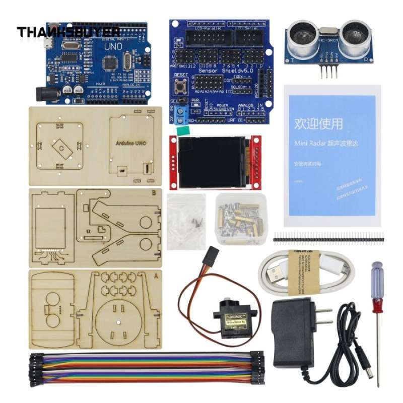 Jual Diskon Arduino Mini Radar Detection Robot With Ultrasonic Radar Tf