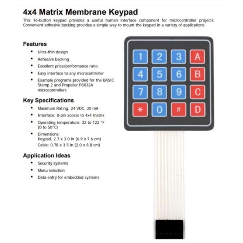 Jual Ready Stock X Keys Matrix Array Membrane Keypad Switch Pin