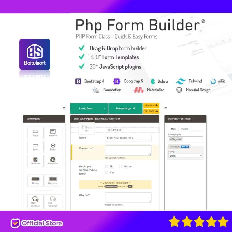 Jual SOURCE CODE APLIKASI PHP FORM BUILDER BY BAITULSOFT Di Seller