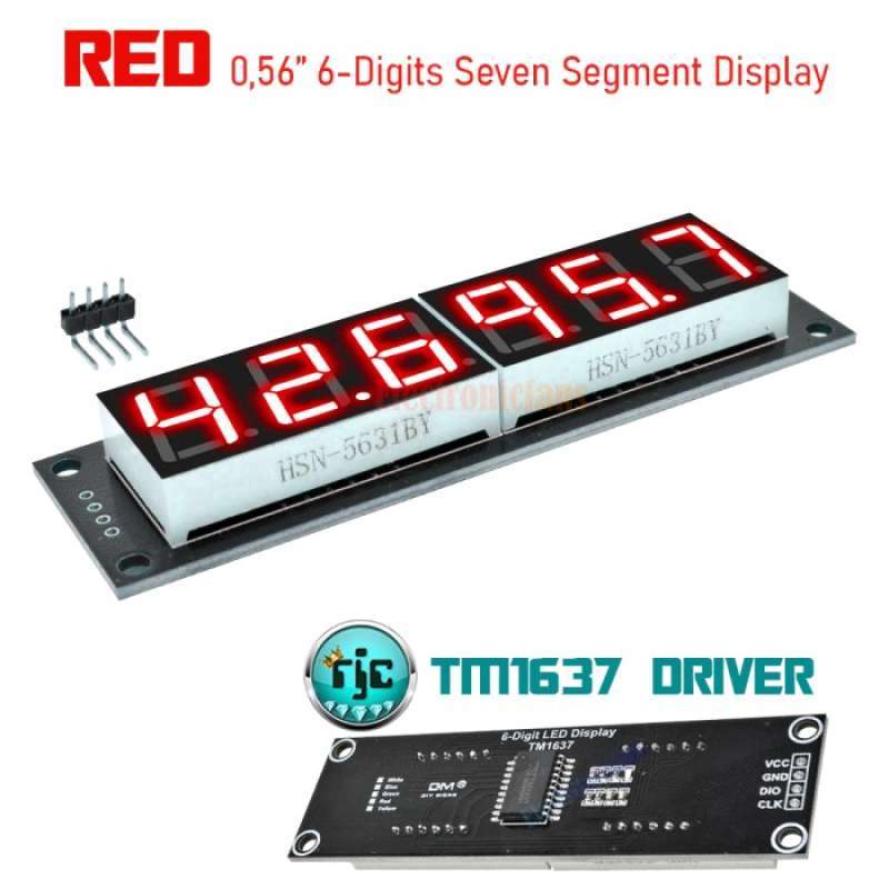Jual Module Seven Segment 6 Digit 0 56 Tm1637 Led 7 Segment Display