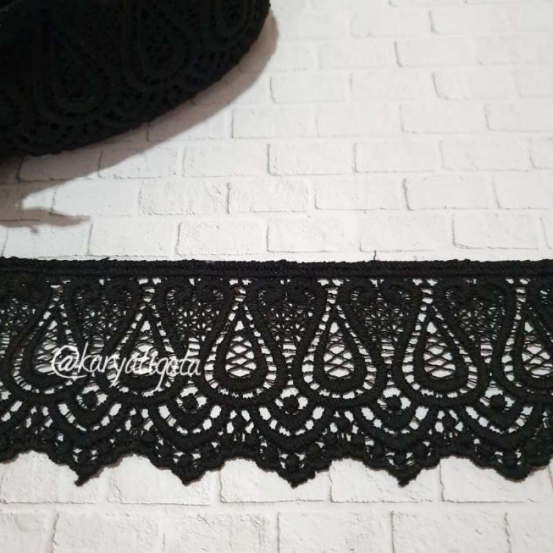 Jual Renda Bordir Giper Hitam Kode 32906 Lebar 6 Cm Panjang 15 Yard