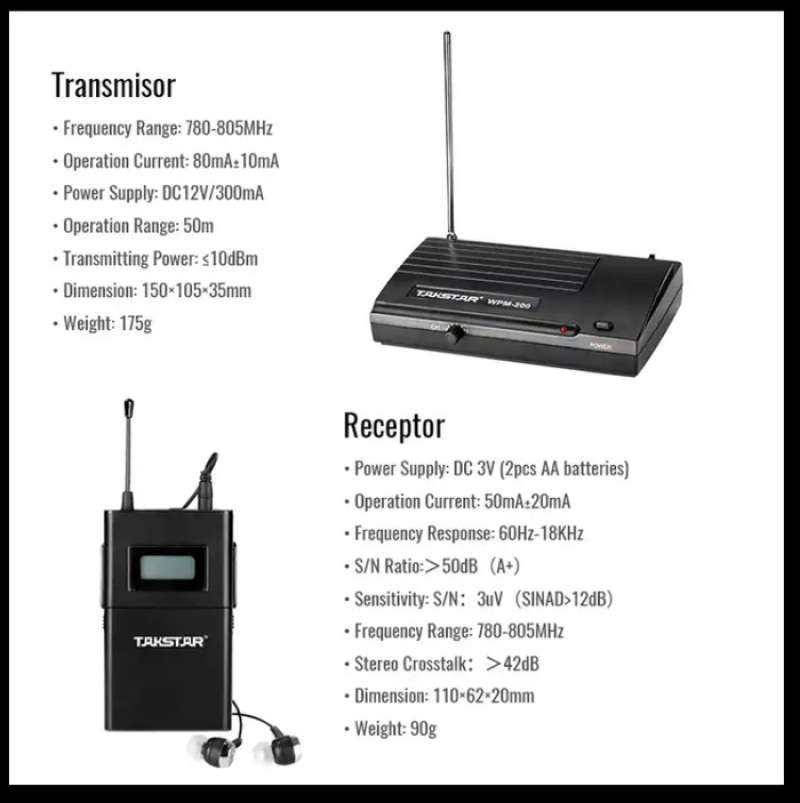 Jual Takstar Uhf Wireless Wpm 200 Sistem Monitor Suara Transmitter