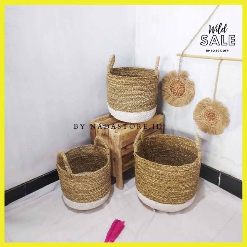 Promo Keranjang Anyaman Seagras Pandan Laut Pot Tanaman Keranjang Anyaman Diskon Di Seller