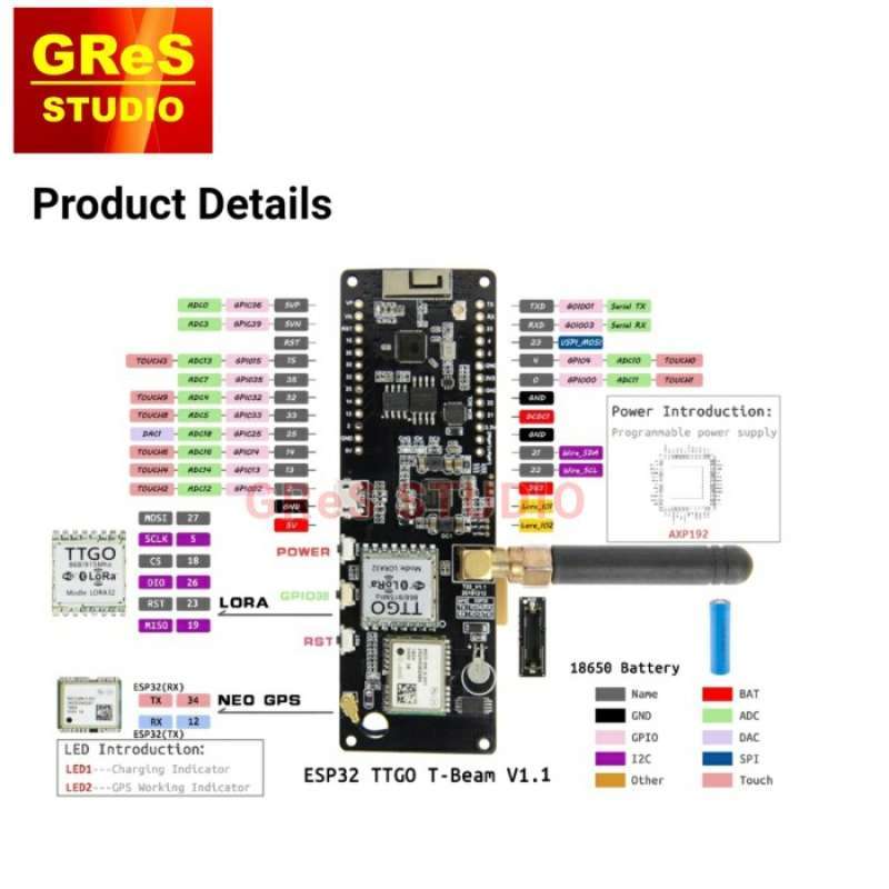 Promo Ttgo T Beam Neo M8N Esp32 Lora 915Mhz Wifi Wireless Bluetooth