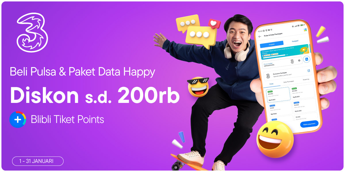 Promo Paket data Tri Terbaru Januari 2026 | Blibli