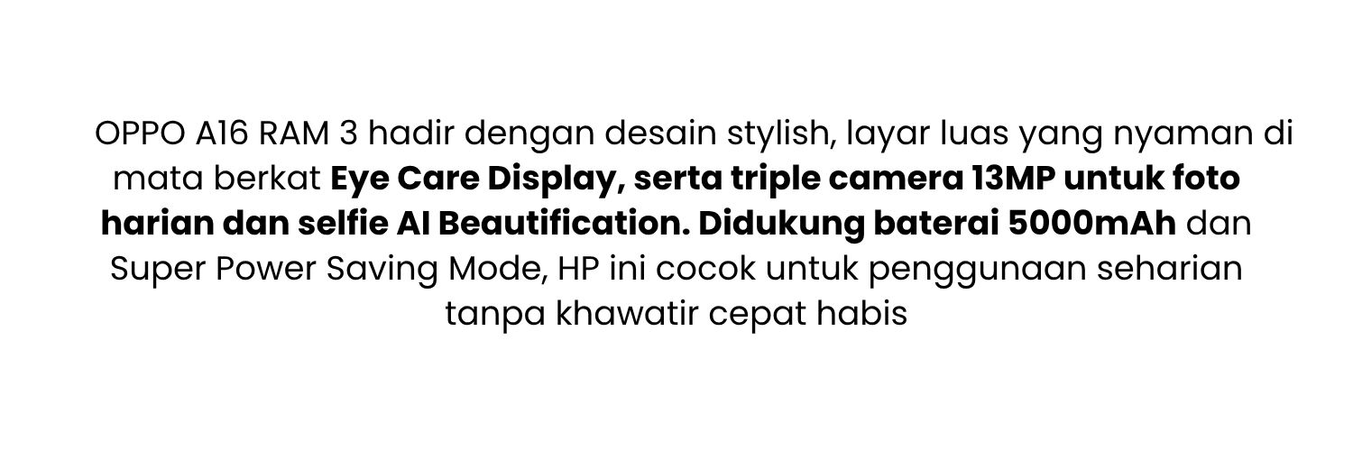 Oppo A16 RAM 3 - Terlengkap & Harga Terbaru 2026