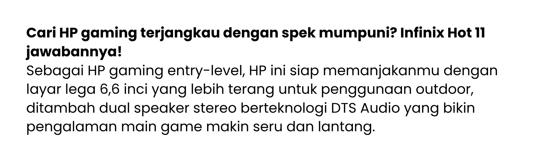 Infinix Hot 11 - Terlengkap & Harga Terbaru 2026