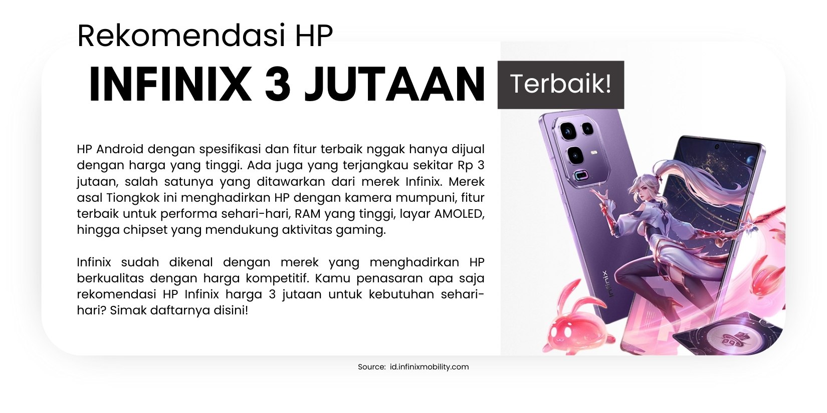 7 Rekomendasi HP Infinix 3 Jutaan, Performa Maksimal dan Efisien Daya!