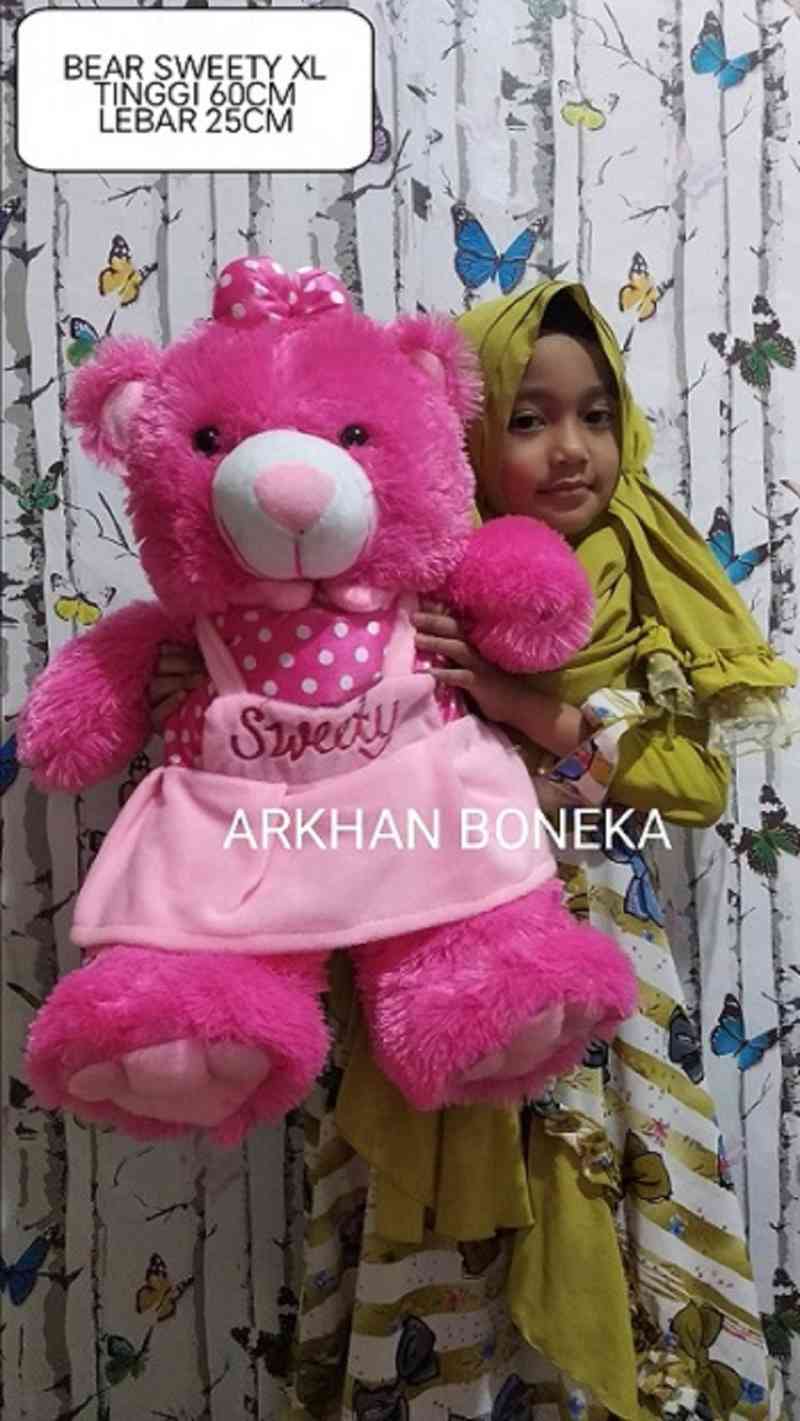boneka teddy bear pink