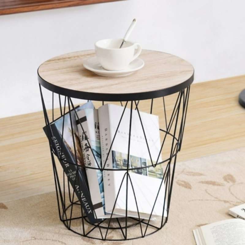 INFORMA Meja Bulat Besi Topaz Penyimpanan Coffee Table Cafe Minimalis Storage