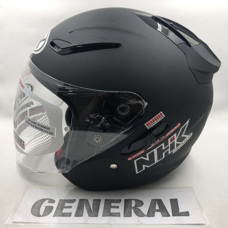 Jual Helm Nhk R1 Solid Black Doff Hitam Dop Double Visor Half Face - L ...