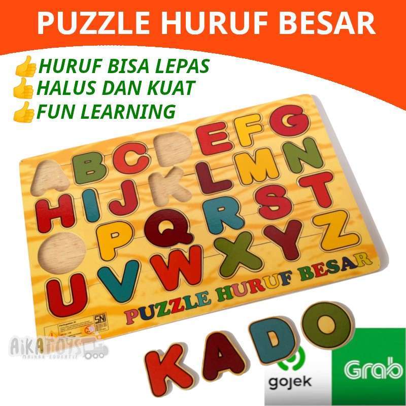 Promo PUZZLE HURUF BESAR KAPITAL KAYU ALFABET ABJAD ALPHABET MAINAN ...