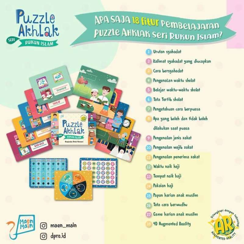 Jual Dproject Id - Mainan Edukasi Anak Puzzle Akhlak Rukun Islam 11 X ...