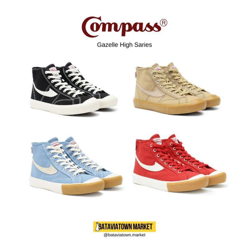 Jual [ORIGINAL] SEPATU COMPASS GAZELLE HIGH SERIES - White/Red 39 di ...