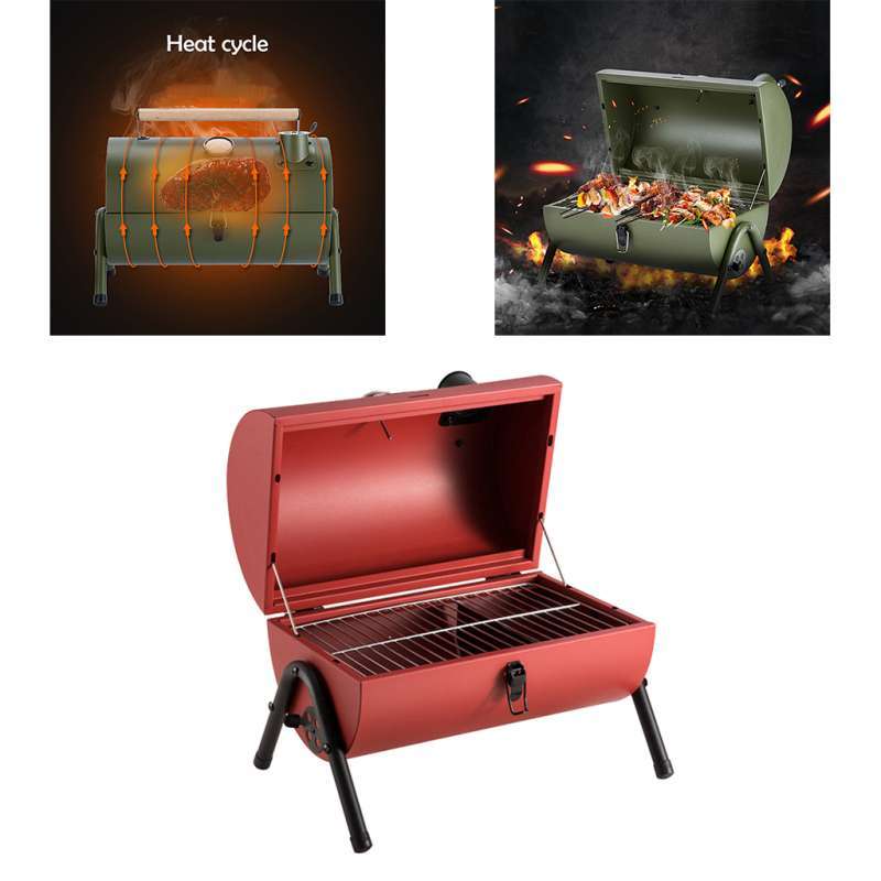 Jual Portable Outdoor Charcoal Grill Small Mini BBQ Smoker Grill Red di ...