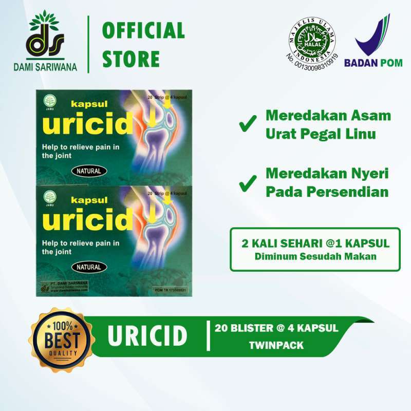Jual [twinpack] Dami Sariwana Uricid Obat Herbal [20 Blister @4 Kapsul ...
