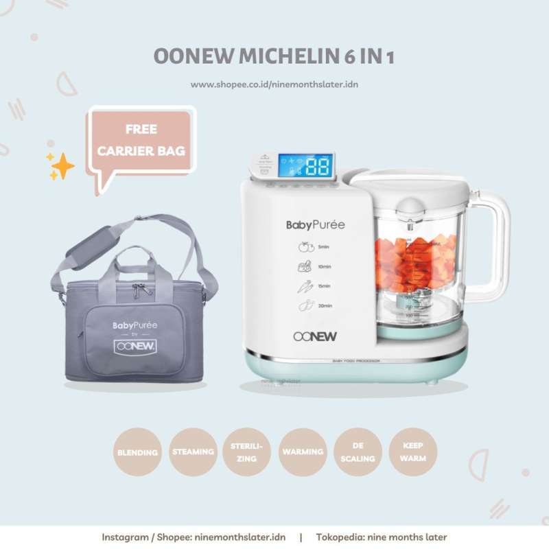 Jual FREE TRAVEL BAG Oonew Michelin 6 in 1 Food Processor Steamer ...