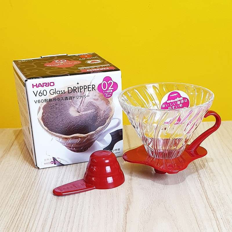 Jual V60 Dripper 02 Glass Pour over Coffee Drip Kopi V60 Kaca Merah ...