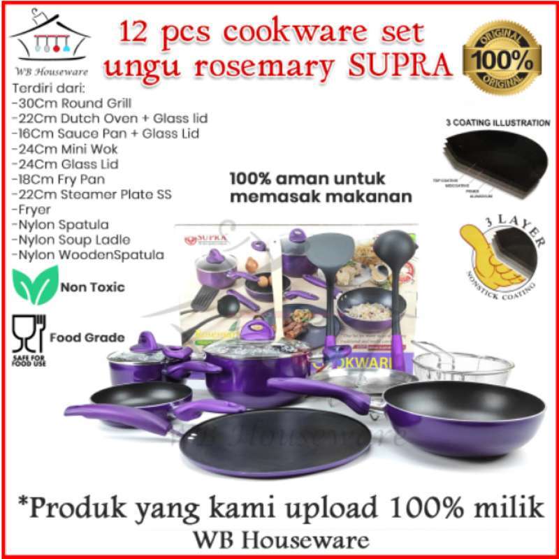 Jual Panci Set Supra 12pcs Anti Lengket - Supra Cookware Set 12pcs Di ...