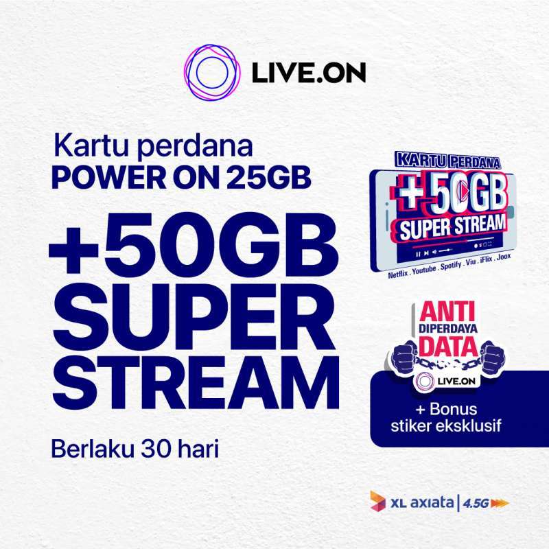 Jual Kartu Perdana Live.On XL 25GB + Super Stream + Sticker D di Seller ...
