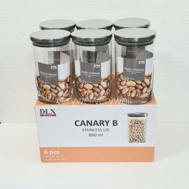 Promo Toples kaca Canary B tutup stainless 880ml (6pcs) Diskon 5% di Seller Sinar Berkah Jaya ...