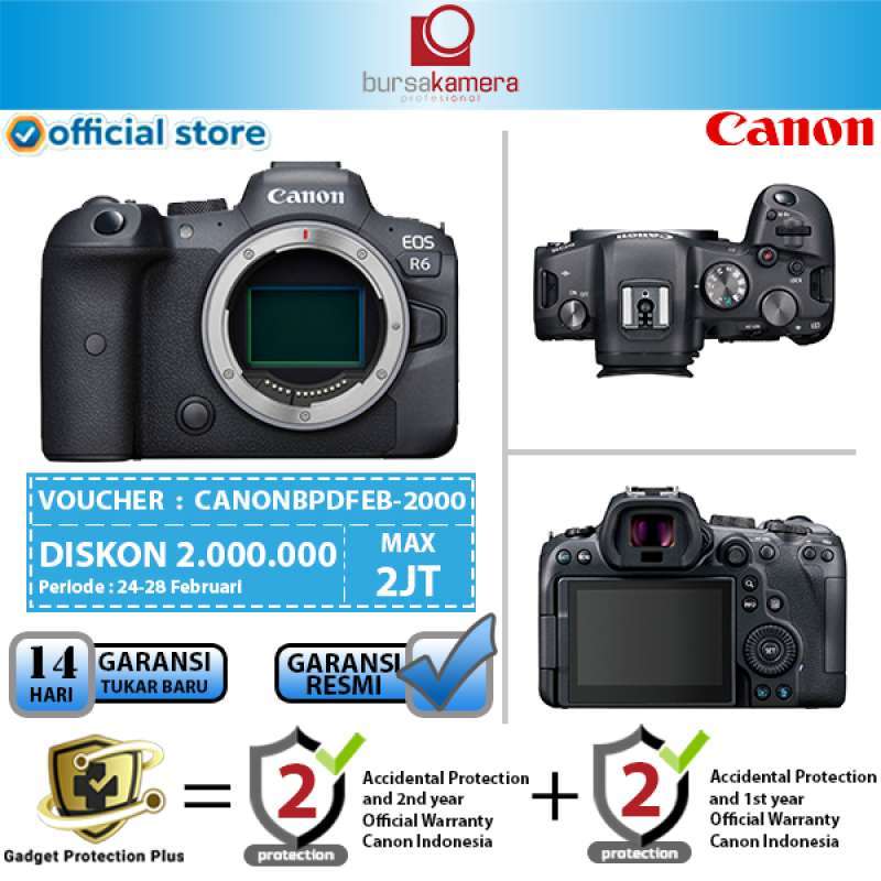 Jual BKP Canon EOS R6 Body Only Mirrorless Camera Original Resmi di ...