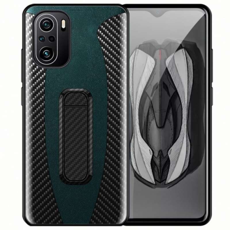 Promo Xiaomi Poco F3 Standing Carbon Fiber Leather Section Original ...