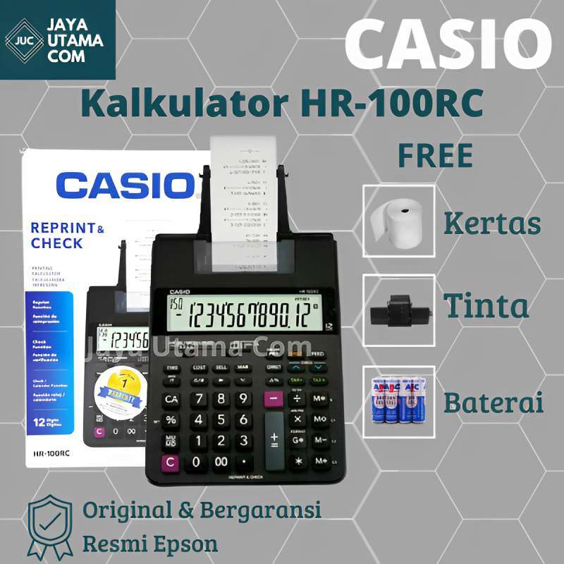 Jual Casio HR-100RC Kalkulator Cetak - Hitam di Seller Jaya Utama Com ...