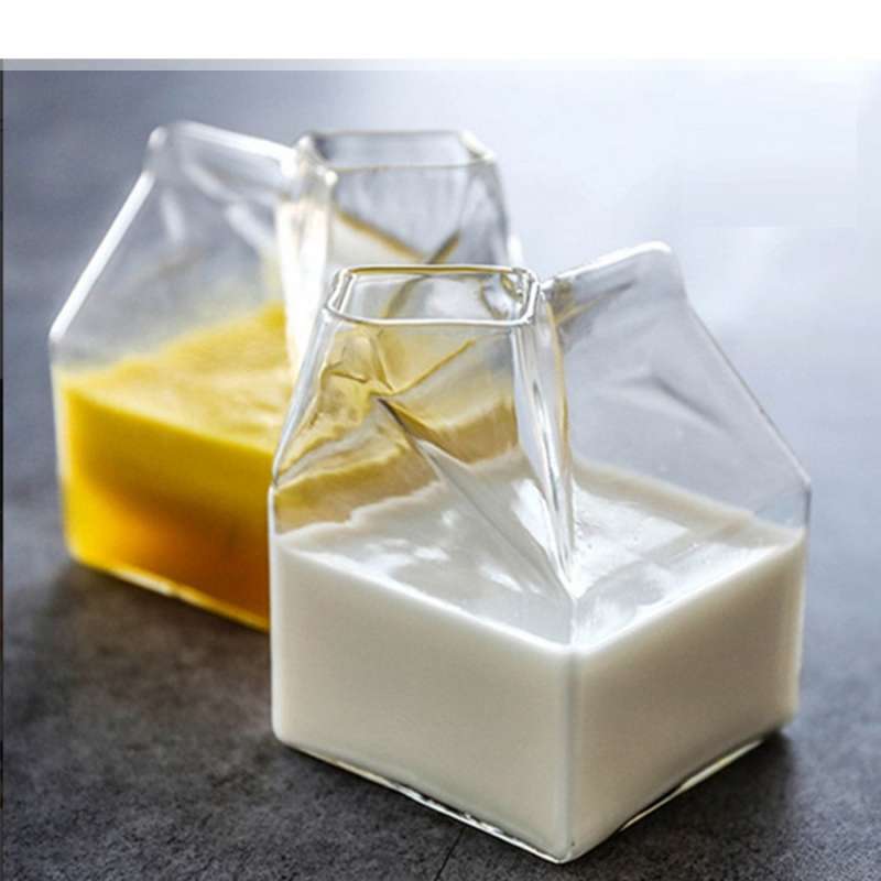 Promo gelas kaca susu design milk box 300ml - transparant glass ...