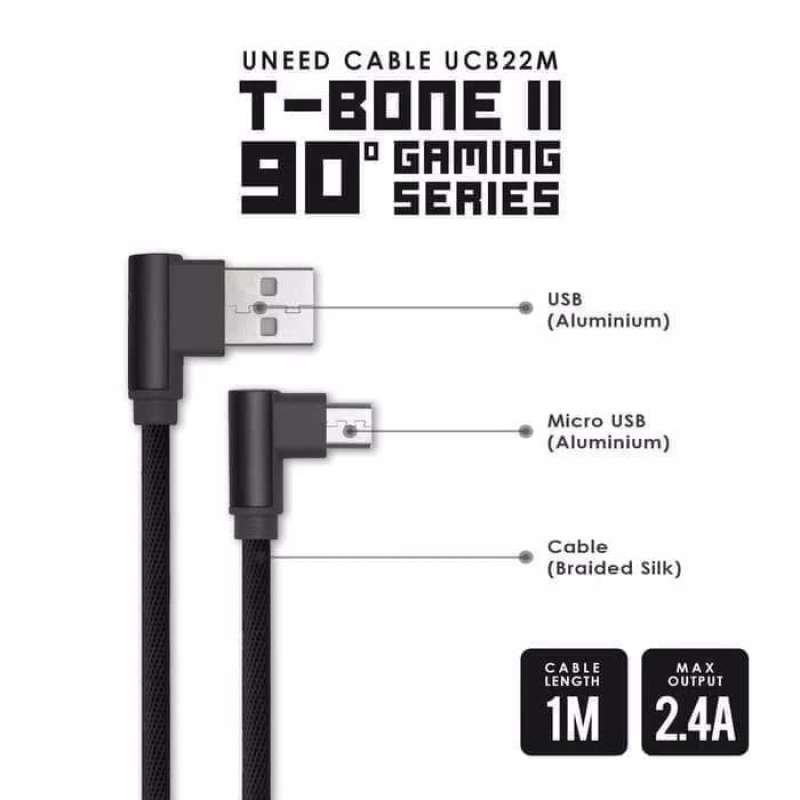 Jual UNEED Kabel T Bone II Micro USB Quick Charging UCB22M - Hitam ...
