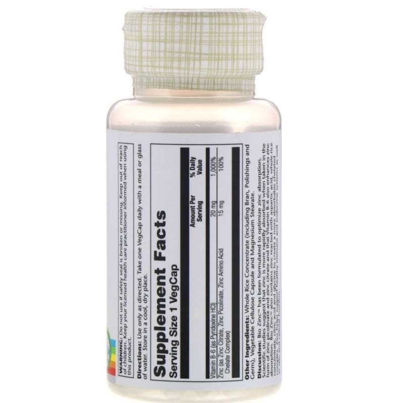 Jual Solaray Bio Zinc 15mg 100 Vegcaps Vitamin Zinc 15 Mg 100 Kapsul Di ...