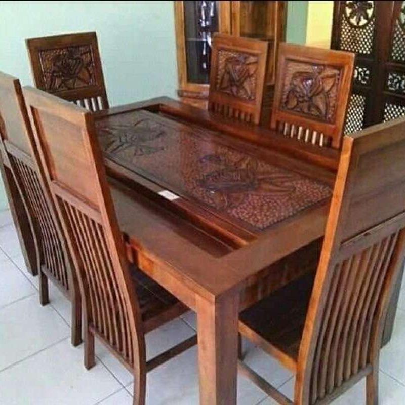 Promo meja makan minimalis ukir 6 kursi / kursi makan minimalis Diskon 7% di Seller Afina ...