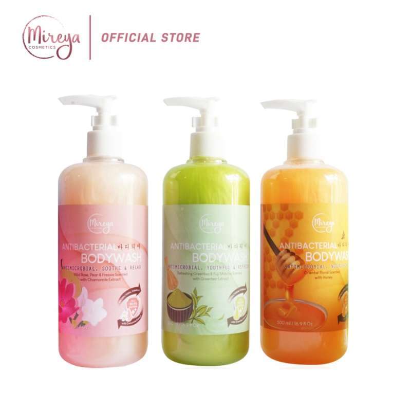 Jual Mireya Antibacterial Body Wash 500ml Green Tea Free Bath Sponge Di ...