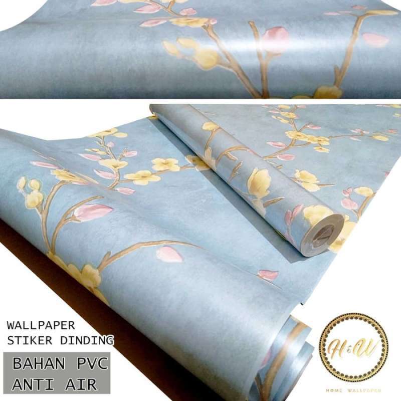 Jual Home Wallpaper Sticker Dinding Sakura Biru - 45cm x 10 m di Seller ...
