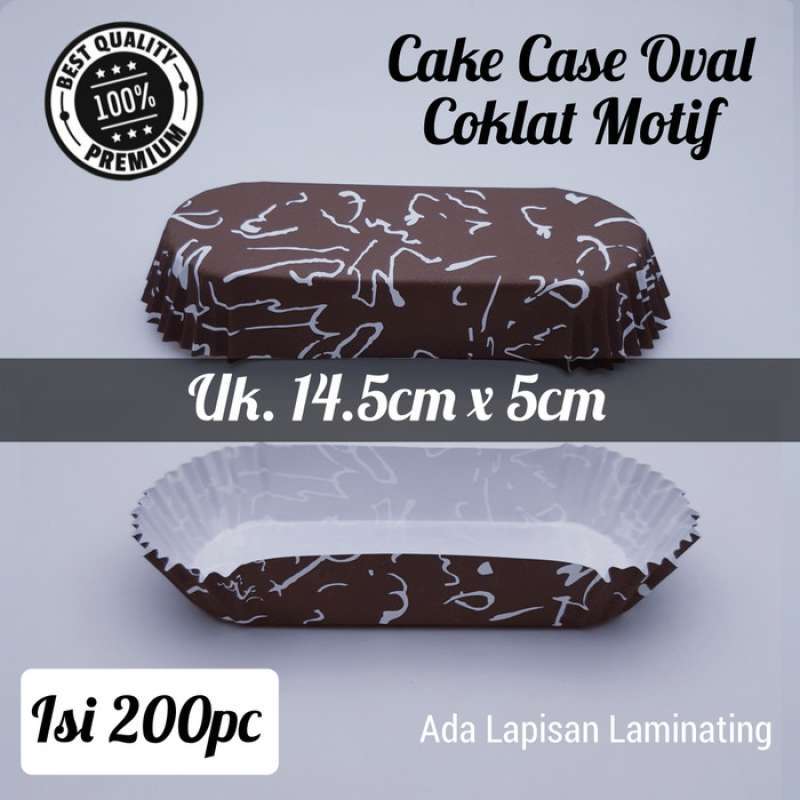 Jual Kertas tatakan kue roti-paper cup cake case oval coklat motif ...