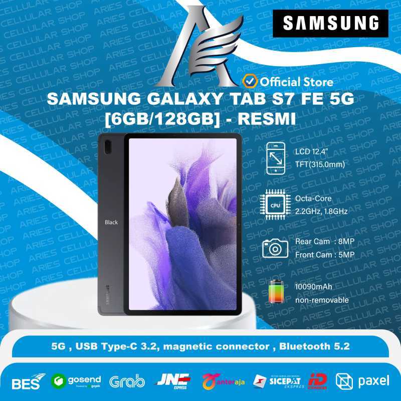 Jual Samsung Tablet Tab S7 FE 5G 6/128 GB Garansi Resmi - Mystic Black di Seller ACS Official ...