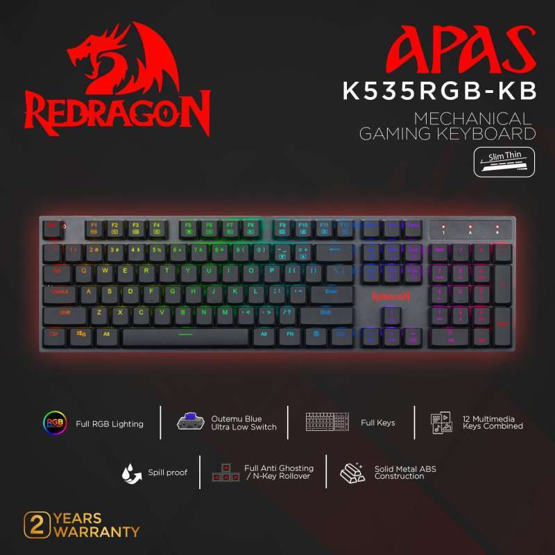 Jual REDRAGON Mechanical Gaming Keyboard RGB Ultra Low Profile APAS ...