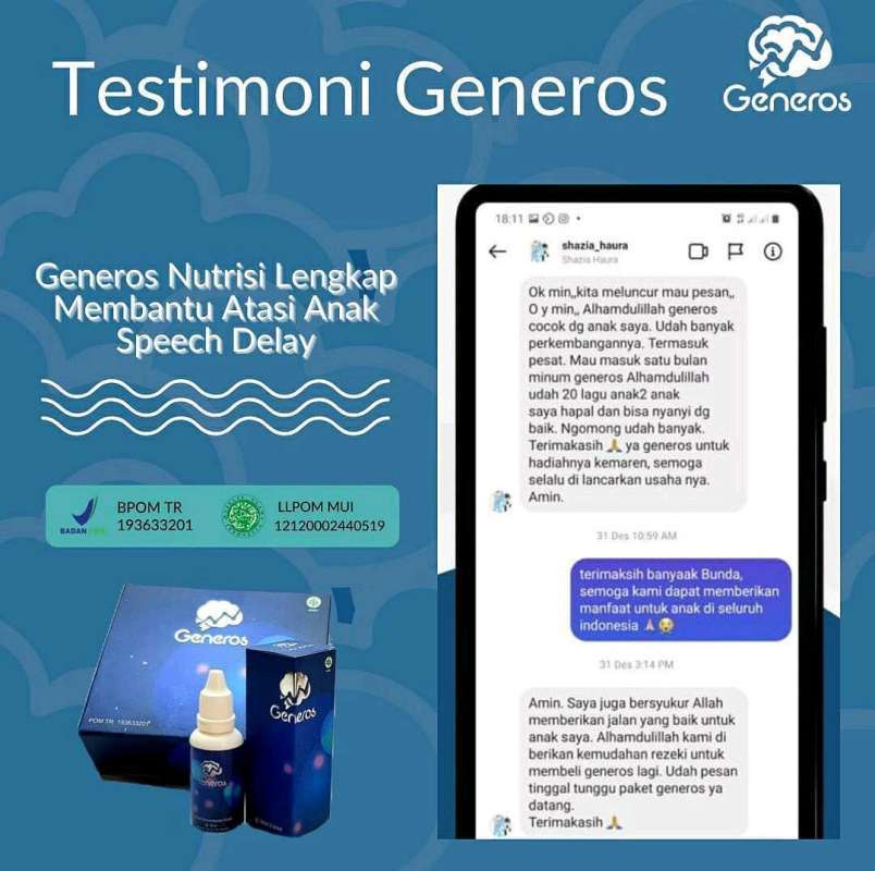 Jual GENEROS - Multivitamin Kecerdasan Anak - HALAL MUI & sudah BPOM di ...
