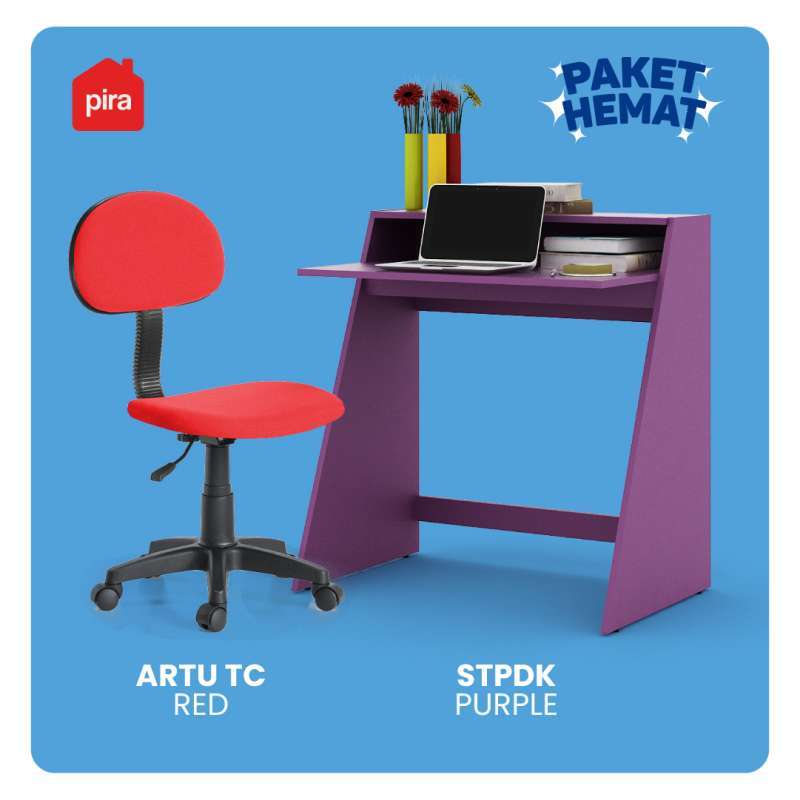 Jual Paket Meja Belajar / Meja Kantor Stpdk + Kursi - Artu Tc Red Stpdk ...