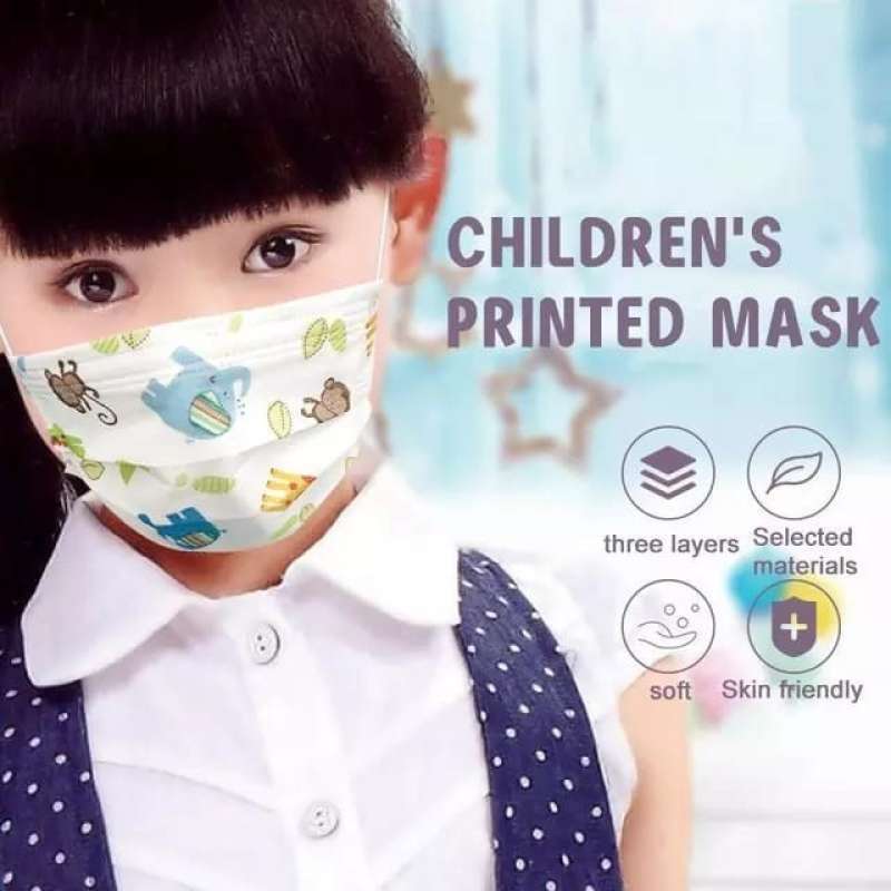 Jual Masker anak 3 ply Kids Child mask motif Earloop 1box isi 50 Pcs di ...