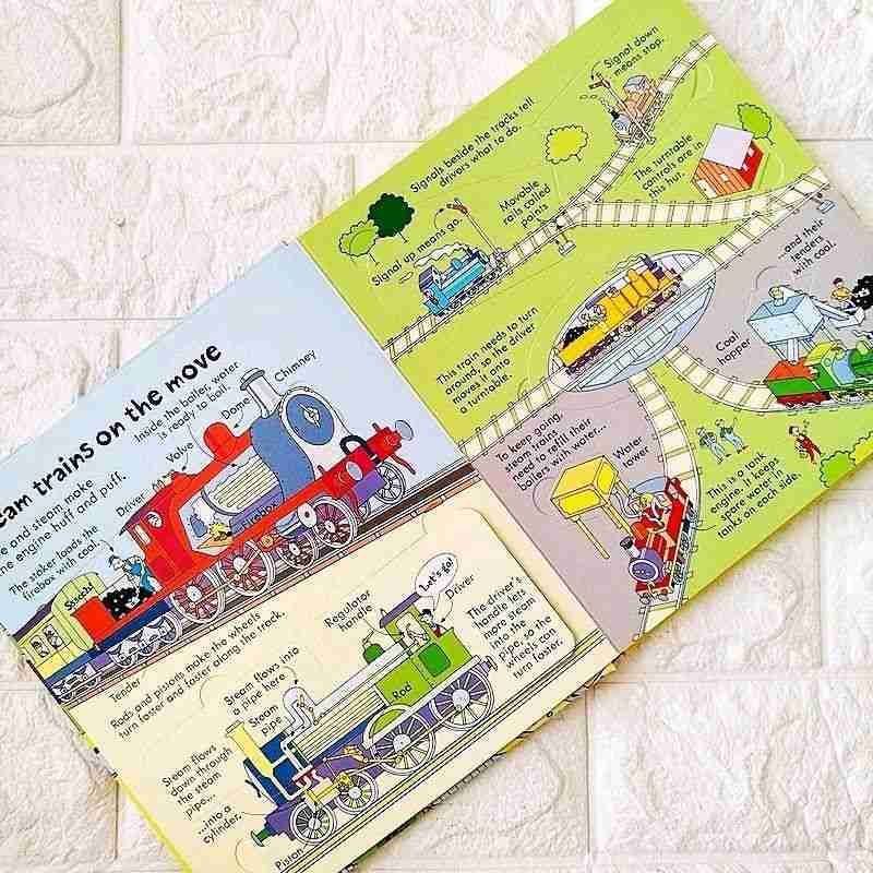 Promo Usborne Look Inside Trains With Over 50 Flaps to lift Diskon 4% ...