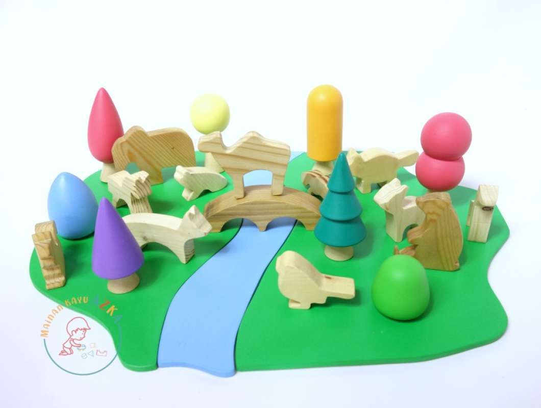 Jual Mainan Montessori - Mainan Kayu Anak - Diorama Hutan (Balok Hewan ...