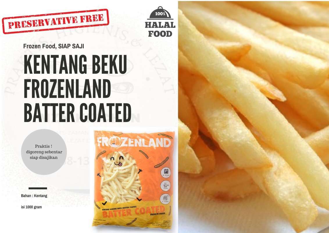 Jual Kentang Beku Frozen Food French Fries Frozenland Batter Coated 1kg ...