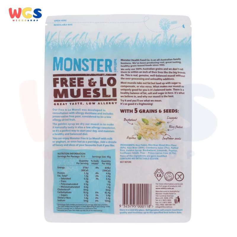 Jual Monster Health Food Co Free & Lo Muesli Hot Or Cold Gluten Free ...