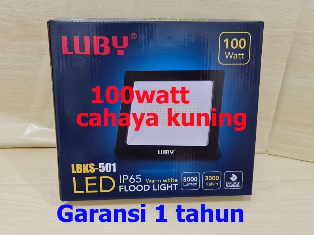 Promo Lampu sorot 100watt cahaya kuning IP65 SNI LBKS501 LED LUBY ...